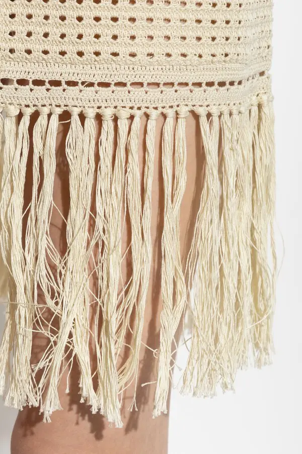 Zimmermann Crochet Fringe Trim Mini Dress