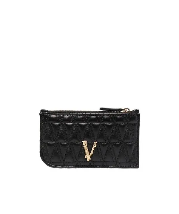 Versace Virtus Quilted Cardholder - Black