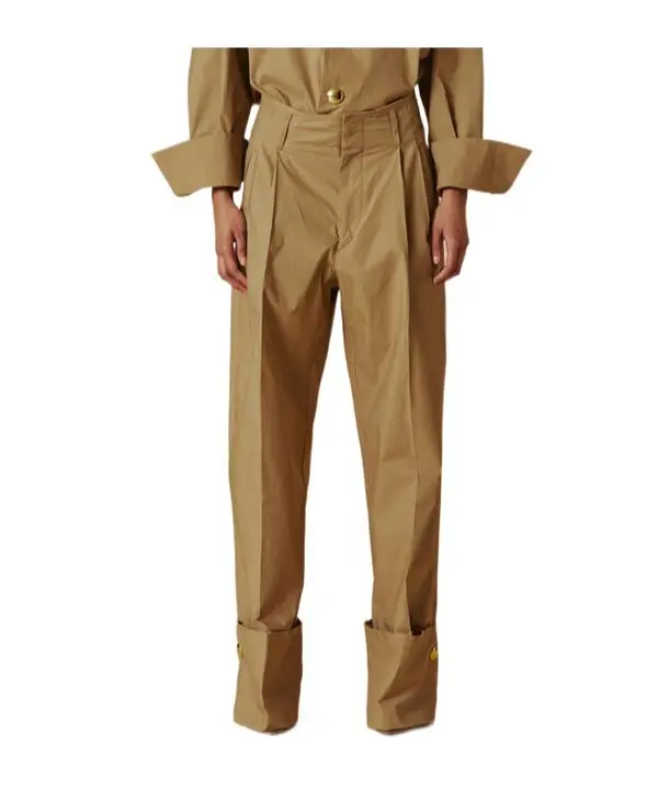 DARKPARK Cropped Pleated Pants - Camel