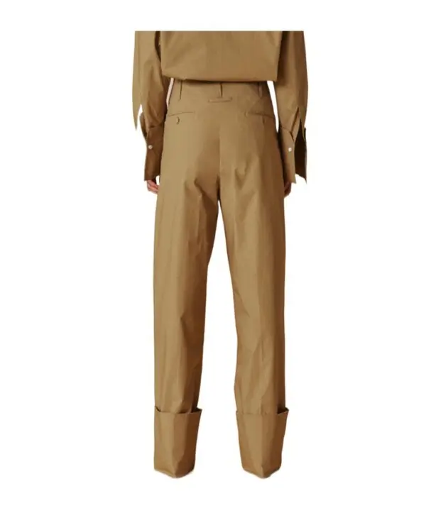 DARKPARK Cropped Pleated Trousers With Gold Button Cuffs
