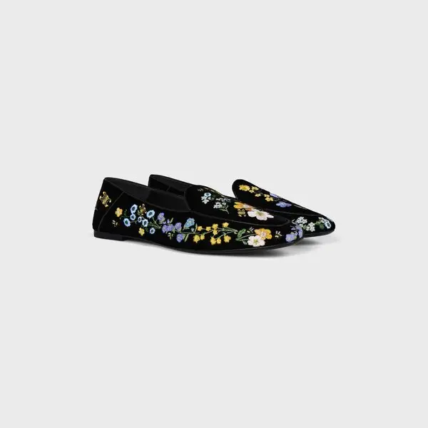Celine Aura Loafers In Embroidered Velvet