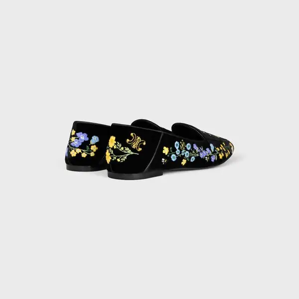 Celine Aura Loafers In Embroidered Velvet