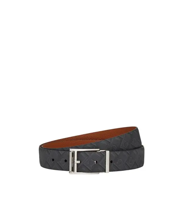 FERRAGAMO Reversible Monogram Belt - Black/gray/natural Brown