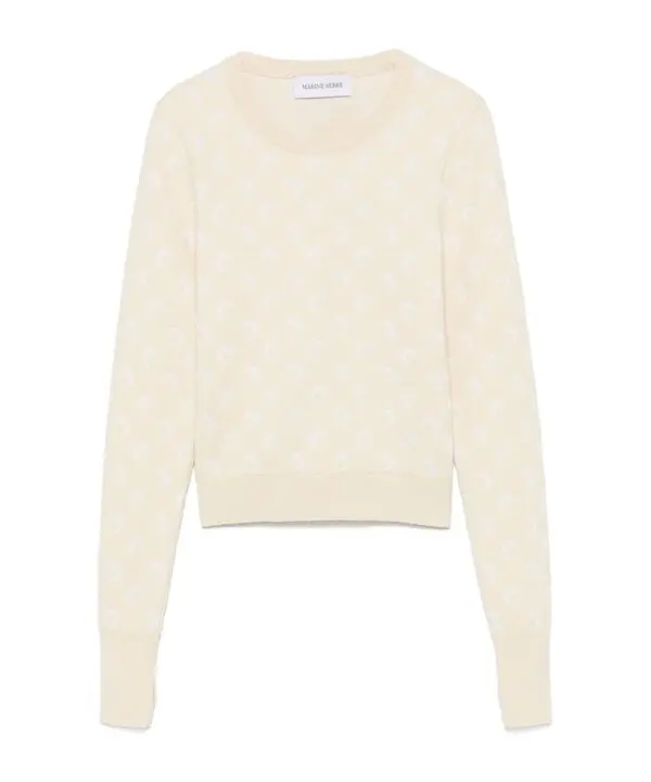 MARINE SERRE Moon Jacquard Knit Fitted Jumper - White