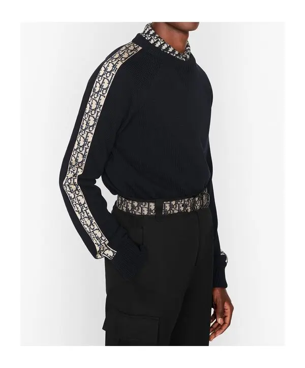 Dior Crewneck Jumper With Oblique Jacquard Sleeves