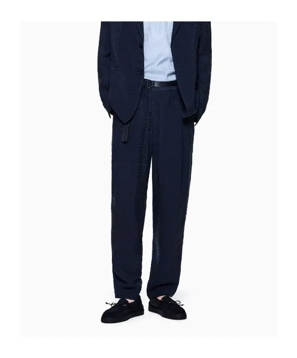 Giorgio Armani Crinkled Relaxed Fit Trousers