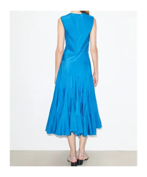 Tory Burch Flared Cotton Silk Dress - Blue