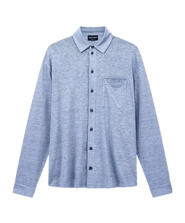 Giorgio Armani Pocket Long Sleeve Shirt - Light Blue