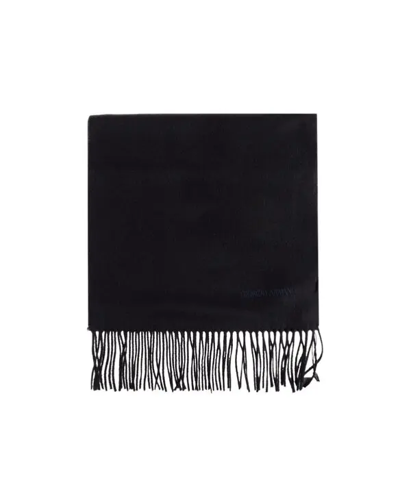 Giorgio Armani Cashmere Fringed Scarf - Black