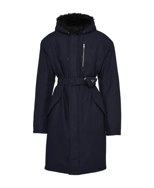 Prada Technical Canvas Raincoat With Removable Belt And Pouch