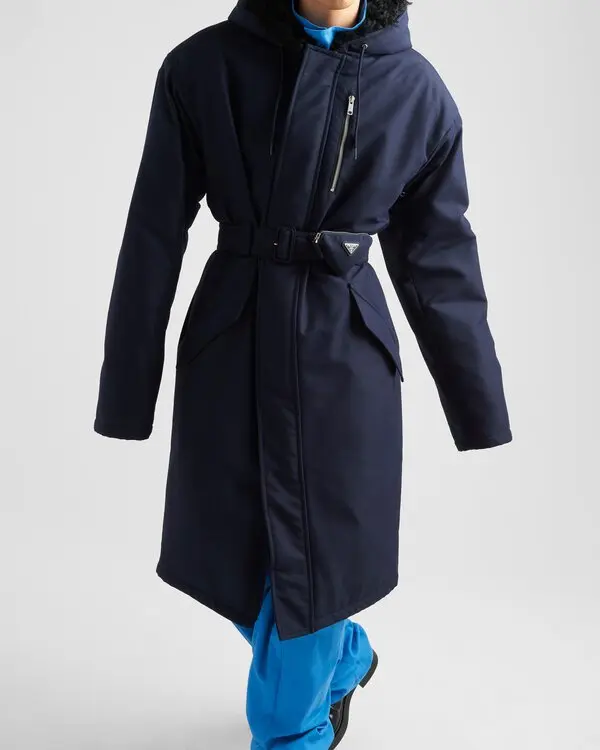 Prada Technical Canvas Raincoat With Removable Belt And Pouch