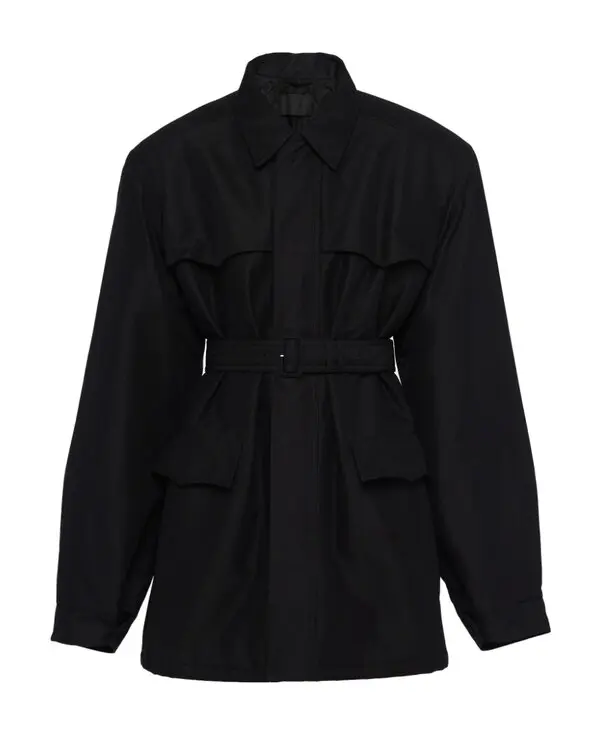 Prada Long Sleeved Belted Waist Jacket - Black