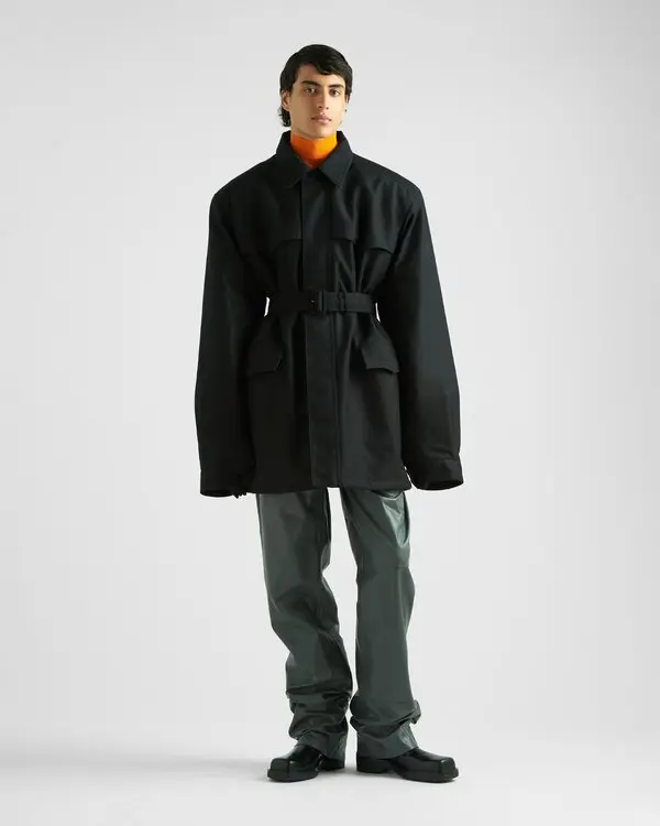 Prada Long Sleeved Belted Waist Jacket