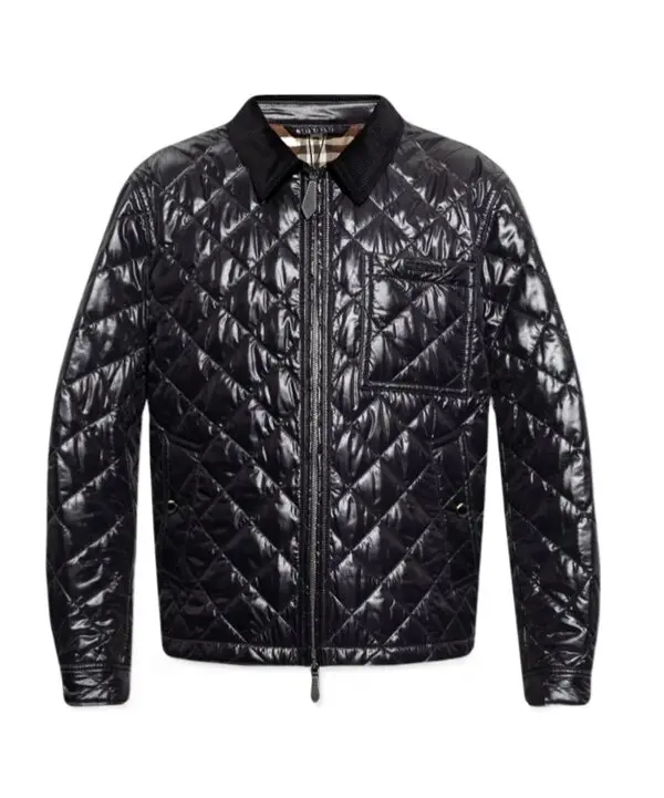 Burberry Diamond-quilted Bomber Jacket With Corduroy Lapel