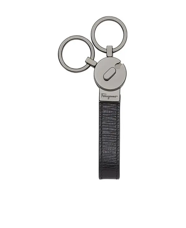 FERRAGAMO Metal Ring Key Chain - Black