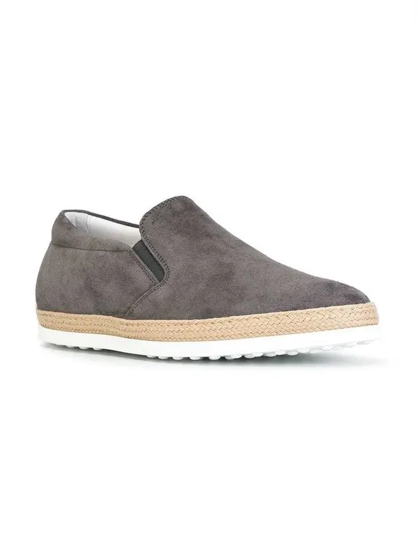 TOD'S Suede Slip-on Loafers - Gray