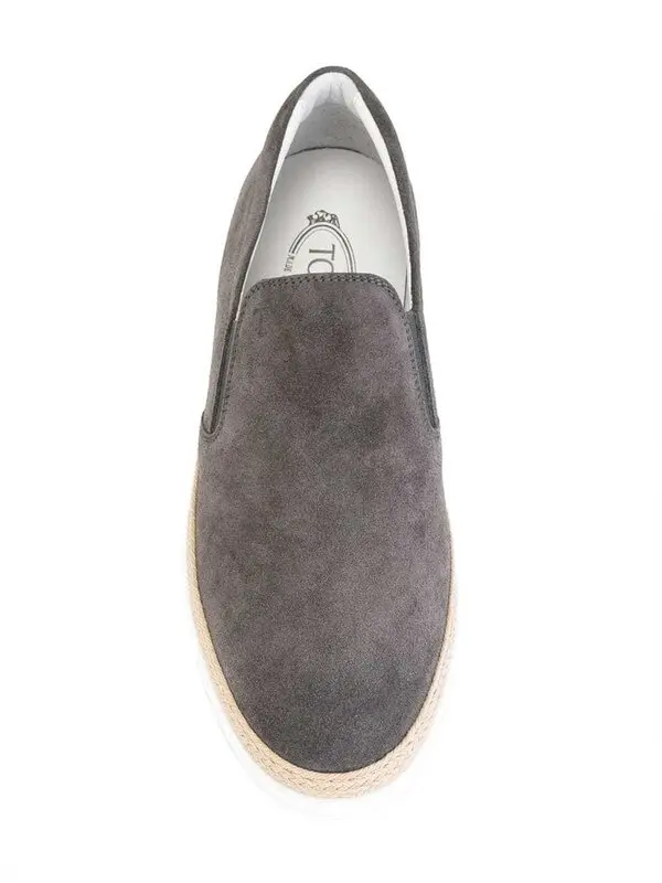 TOD'S Suede Slip-on Loafers - Gray