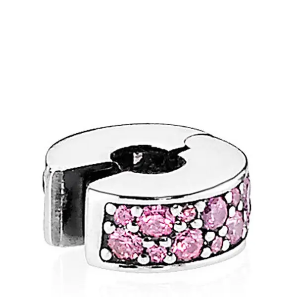 PANDORA 925 Silver Pink Zirconia Charm