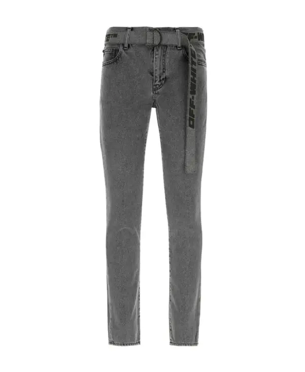 Off-White Logo Detailed Belted Skinny Jeans