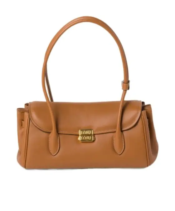 Miu Miu Leather Shoulder Bag - Cognac