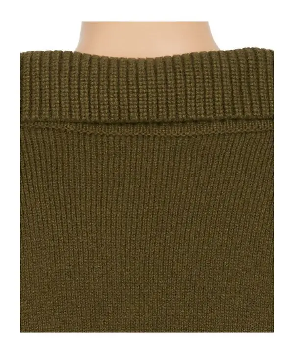 Khaite Long Sleeve Sweater With Lapels And Pockets - Green