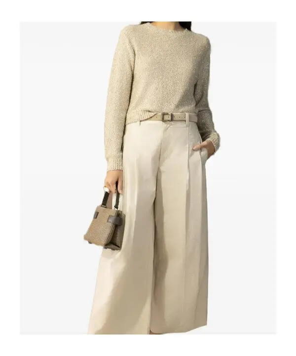 Brunello Cucinelli Crewneck Sweater With Sequin Embellishments - Nude