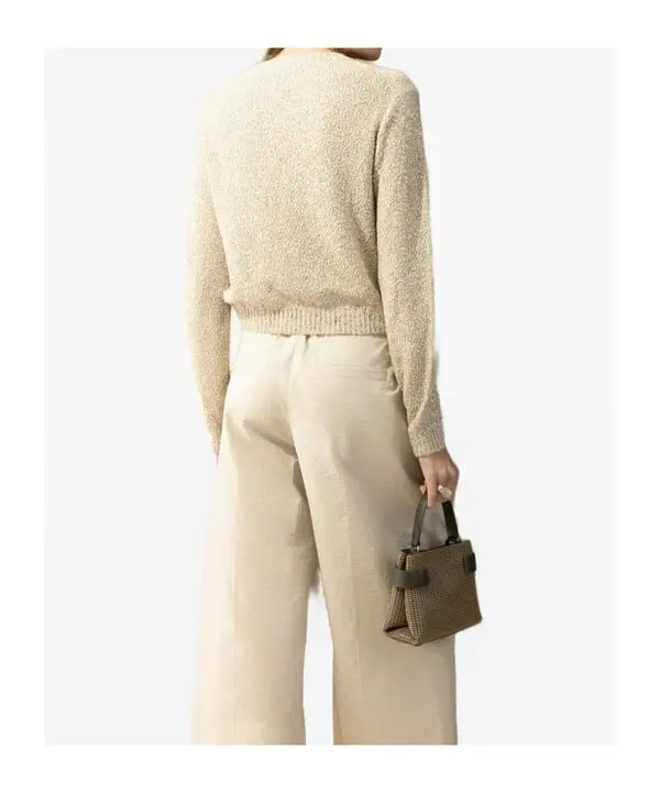 Brunello Cucinelli Crewneck Sweater With Sequin Embellishments - Nude