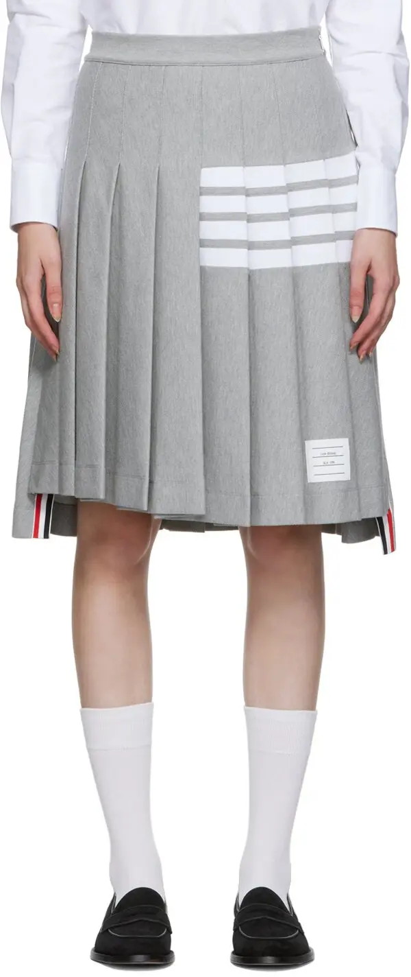 Thom Browne 4-bar Pleated Knee-length Skirt