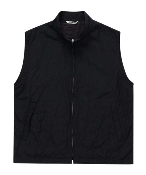 Auralee Wool Zipper Vest - Black