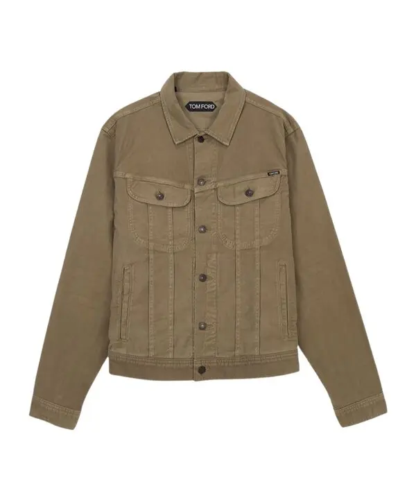 TOM FORD Logo Patch Straight Hem Jacket - Brown
