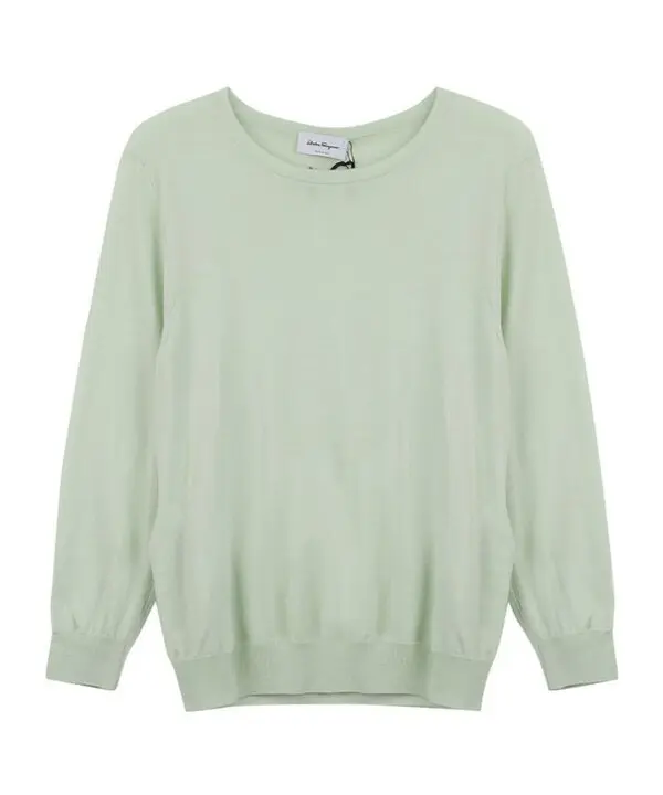 FERRAGAMO Round Neck Knit With Ribbed Hem - No