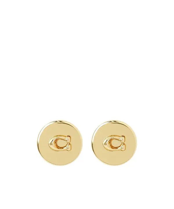 COACH Logo Stud Earrings - Gold