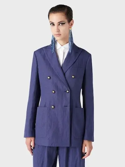 Giorgio Armani Double-breasted Linen Suit Jacket