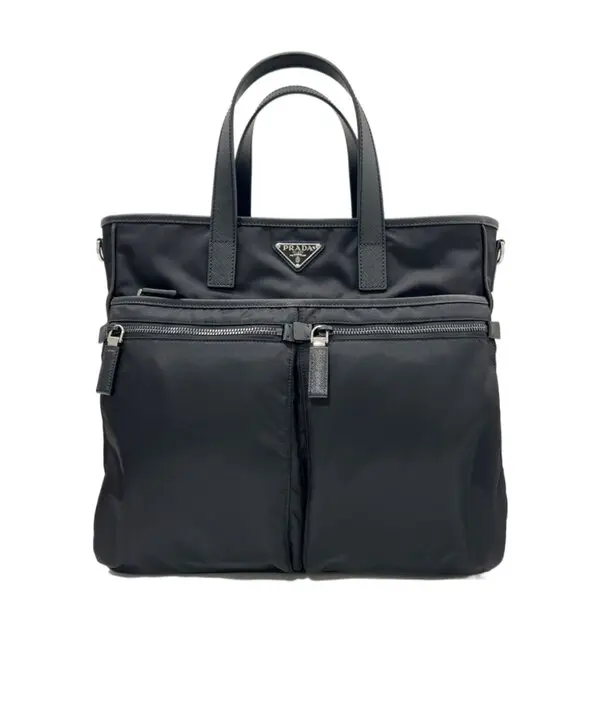 Prada Logo Patch Briefcase - Black