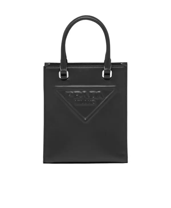 Prada Leather Logo Tote Handbag