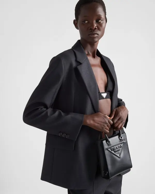 Prada Leather Logo Tote Handbag
