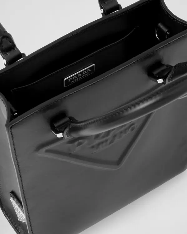 Prada Leather Logo Tote Handbag