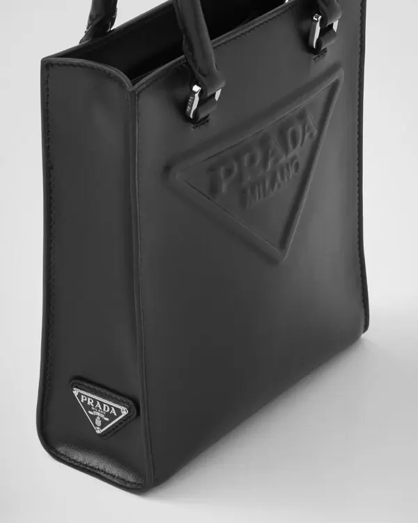 Prada Leather Logo Tote Handbag