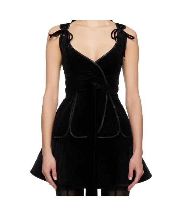 VIVIENNE WESTWOOD V-neck Top With Tie Shoulder Straps - Black