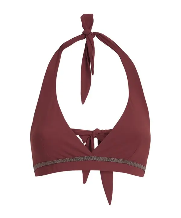 Brunello Cucinelli Monili Embellished Bikini Top - Red