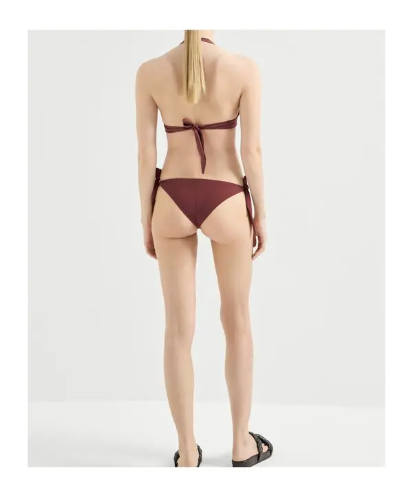 Brunello Cucinelli Monili Embellished Bikini Top - Red