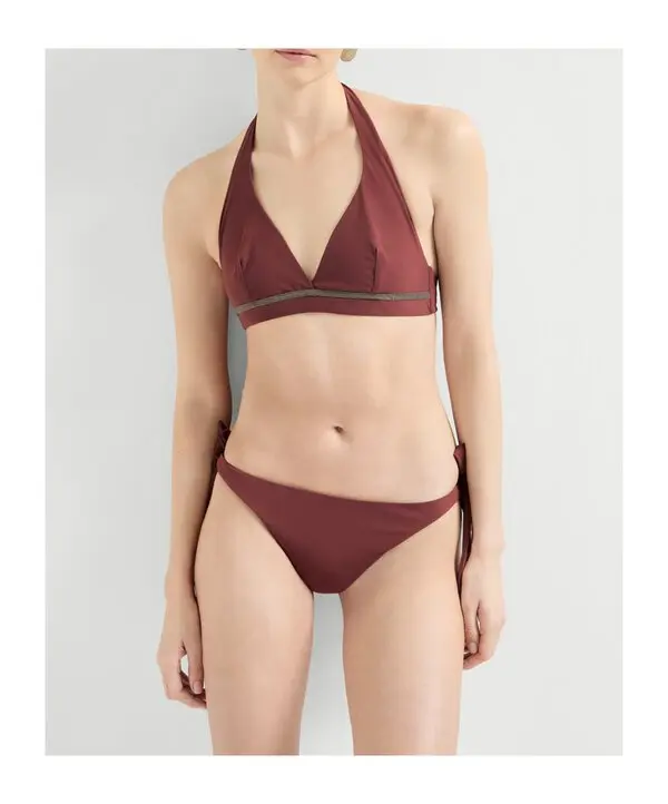 Brunello Cucinelli Monili Embellished Bikini Top - Red
