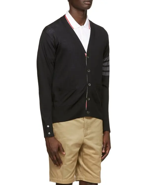 Thom Browne 4-bar V-neck Cardigan - Black