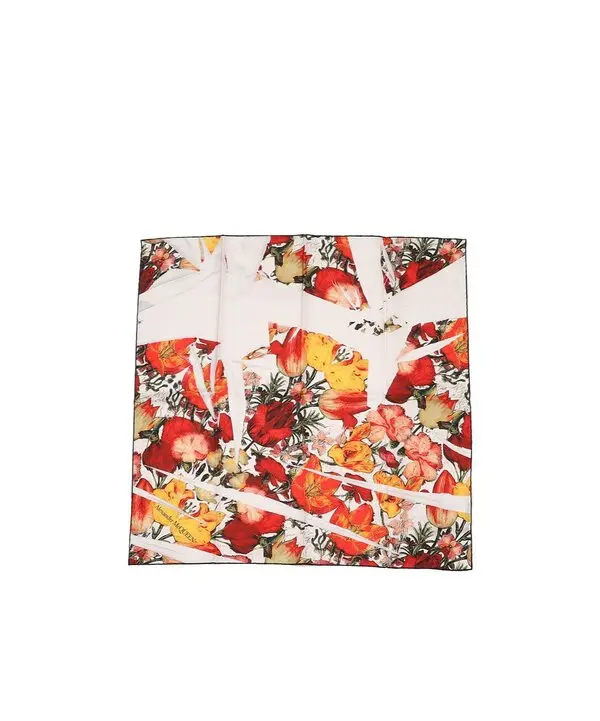 Alexander McQueen Floral Skull Scarf - Pink