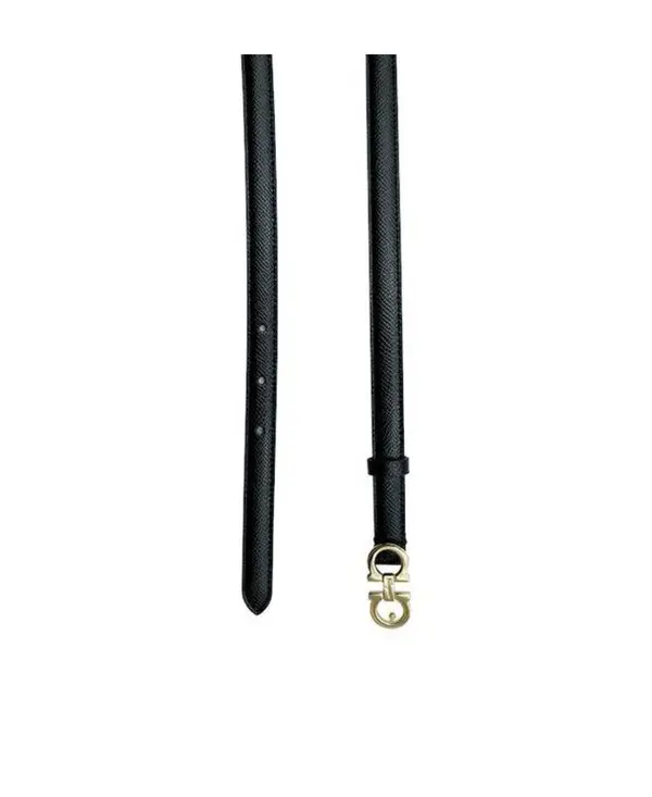 FERRAGAMO Gancini Decorative Skinny Belt - Black