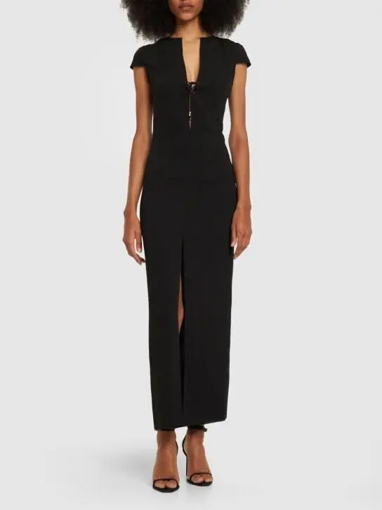 16Arlington Strapless Maxi Dress With Slit And Belt Detail