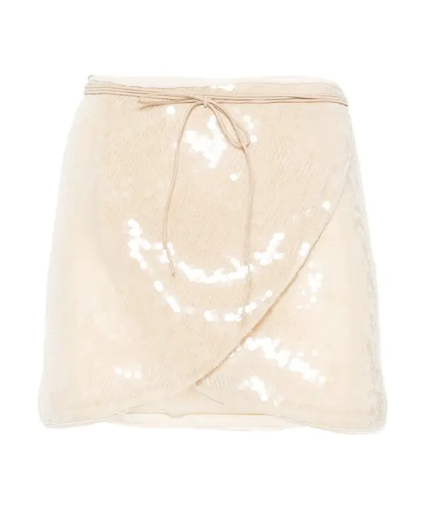 Oseree Wrap Design Skirt - Nude