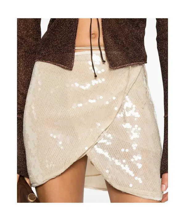 Oseree Sequined Wrap Design Skirt