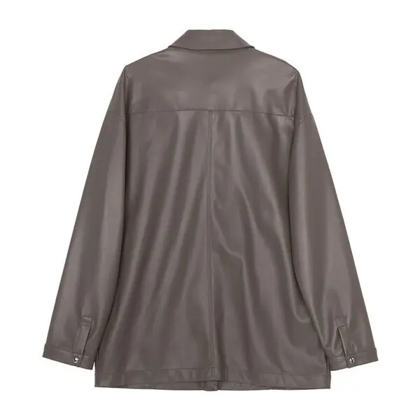 Max Mara Collared Long-sleeved Leather Jacket