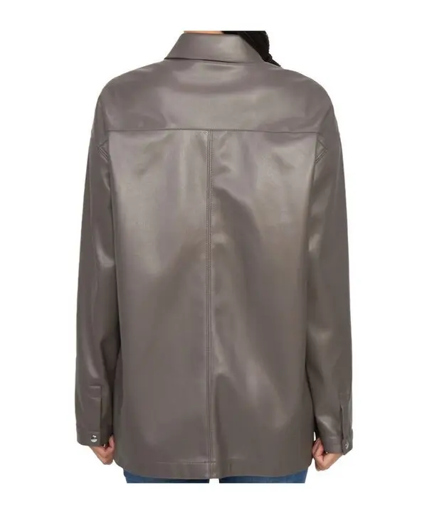 Max Mara Collared Long-sleeved Leather Jacket